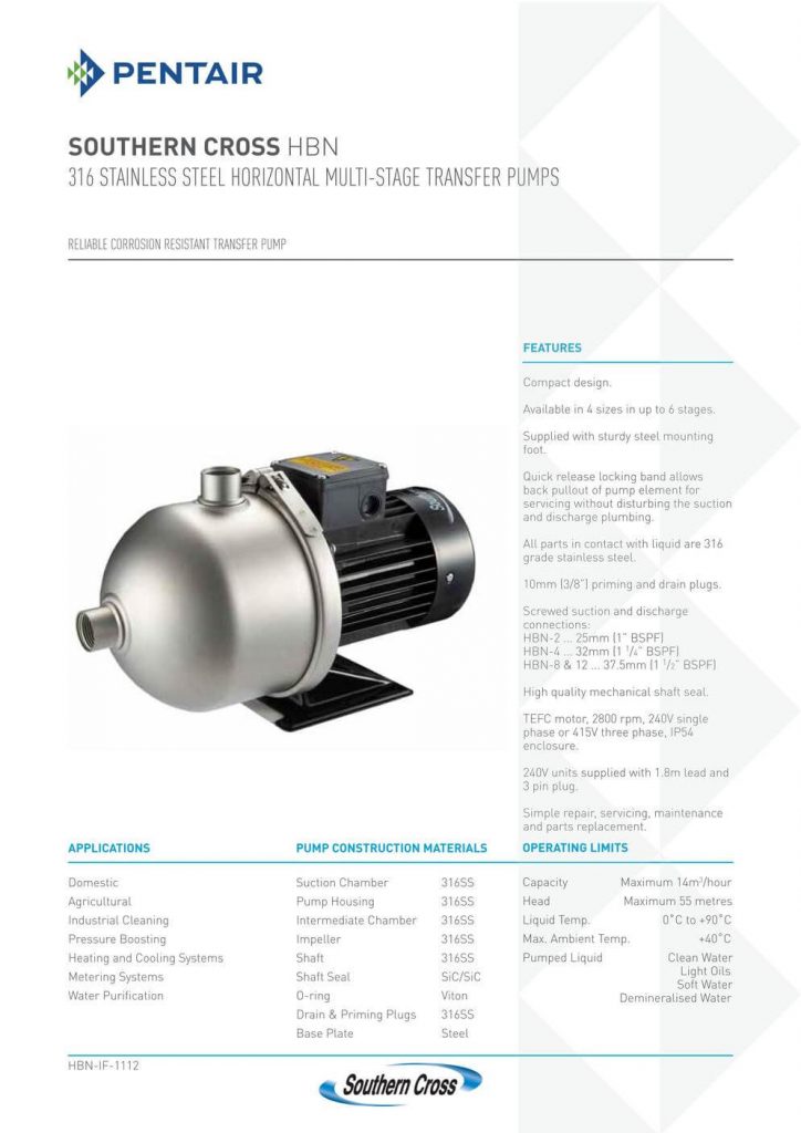 Stainless Steel Horizontal Multi-Stage Transfer Pumps - HUP HENG (KL ...